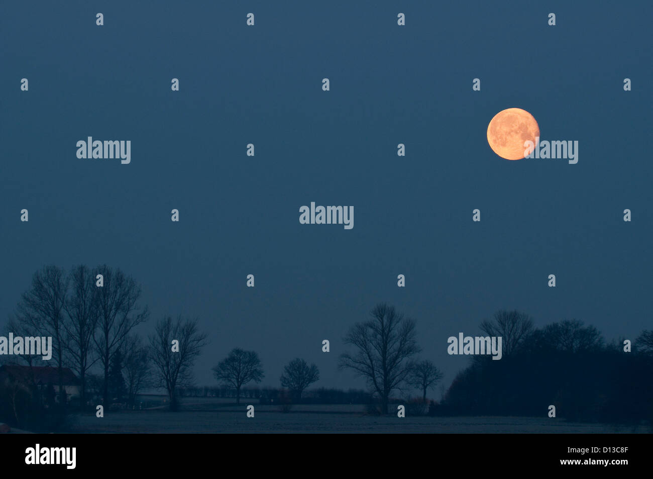 Germany, Bavaria, Full moon in morning Stock Photo - Alamy