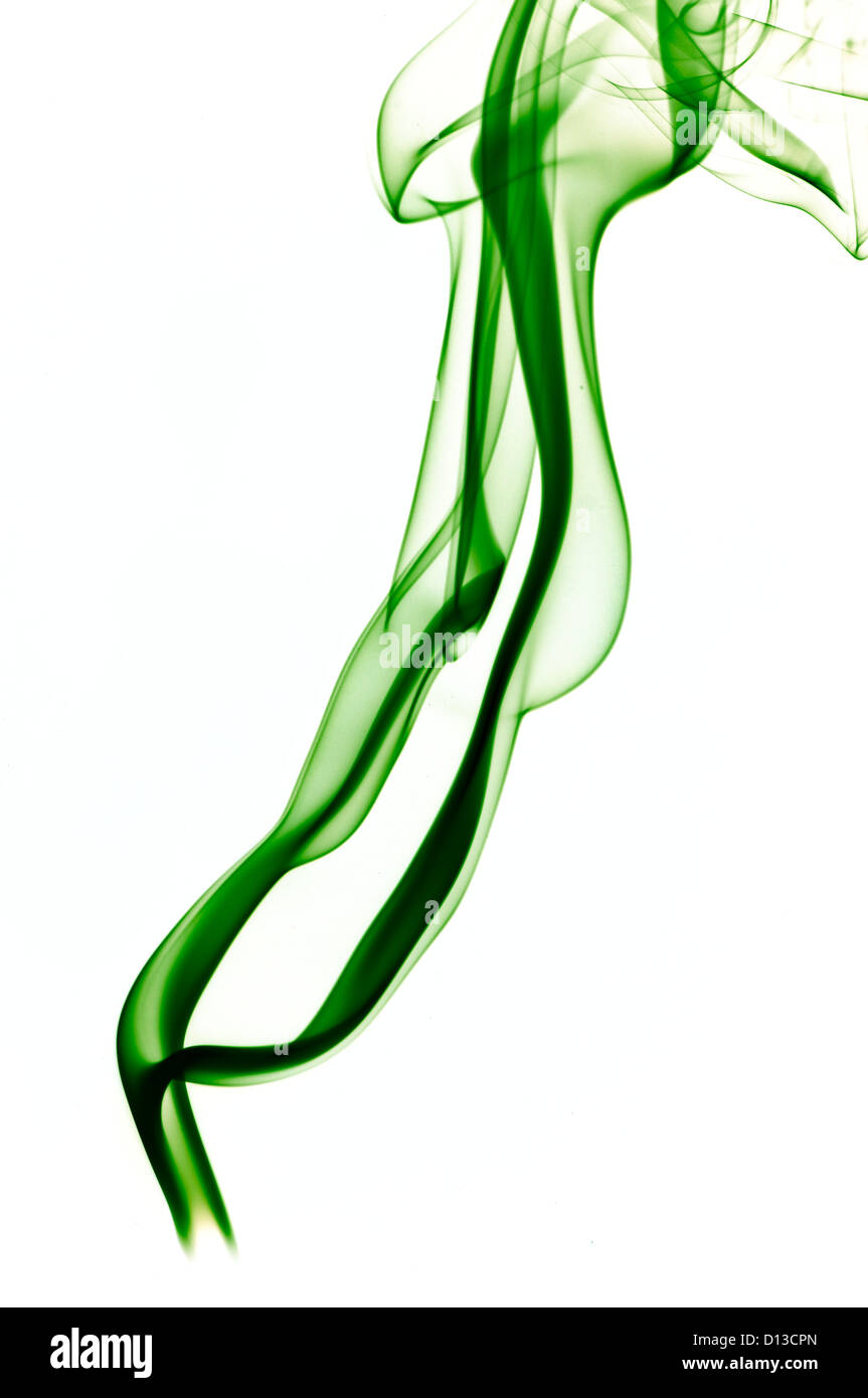 Green color smoke on black Cut Out Stock Images & Pictures - Alamy