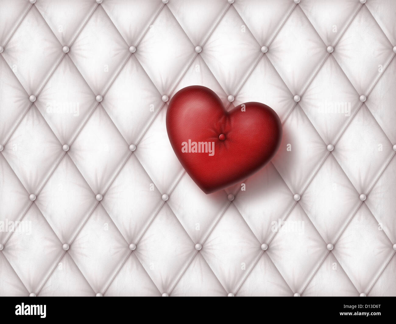 luxury white leather with heart and buttons Stock Photo - Alamy