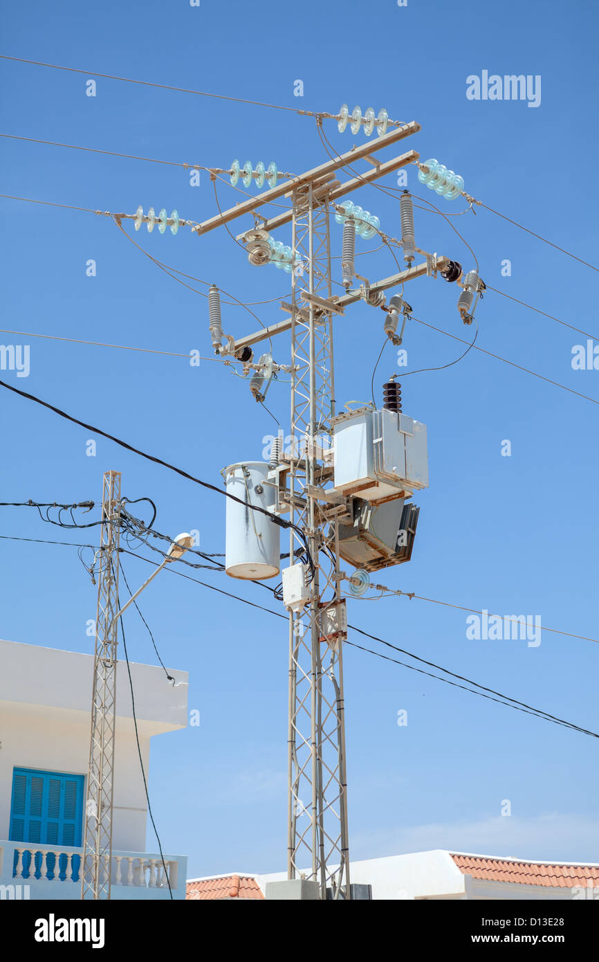 Power line pole electrical transformers hi-res stock photography and ...