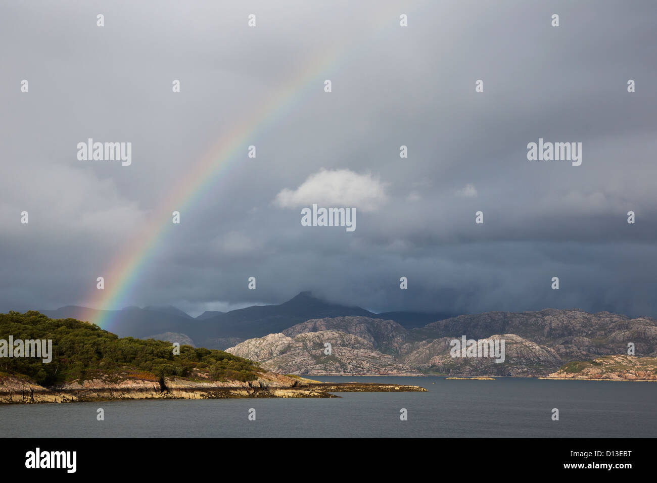 A Rainbow In The Cloudy Sky Over The Water; Kenmore Highlands Scotland ...