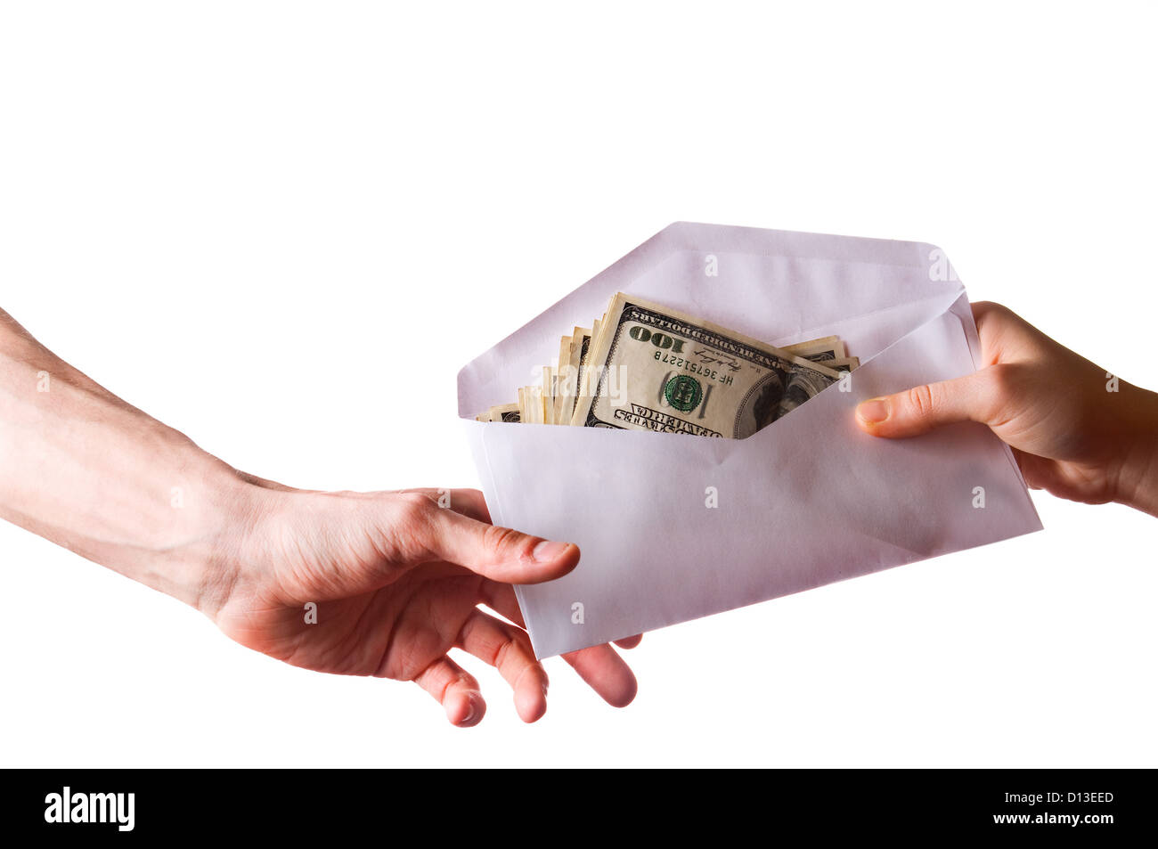 hands and money banknotes on white with clipping path Stock Photo - Alamy