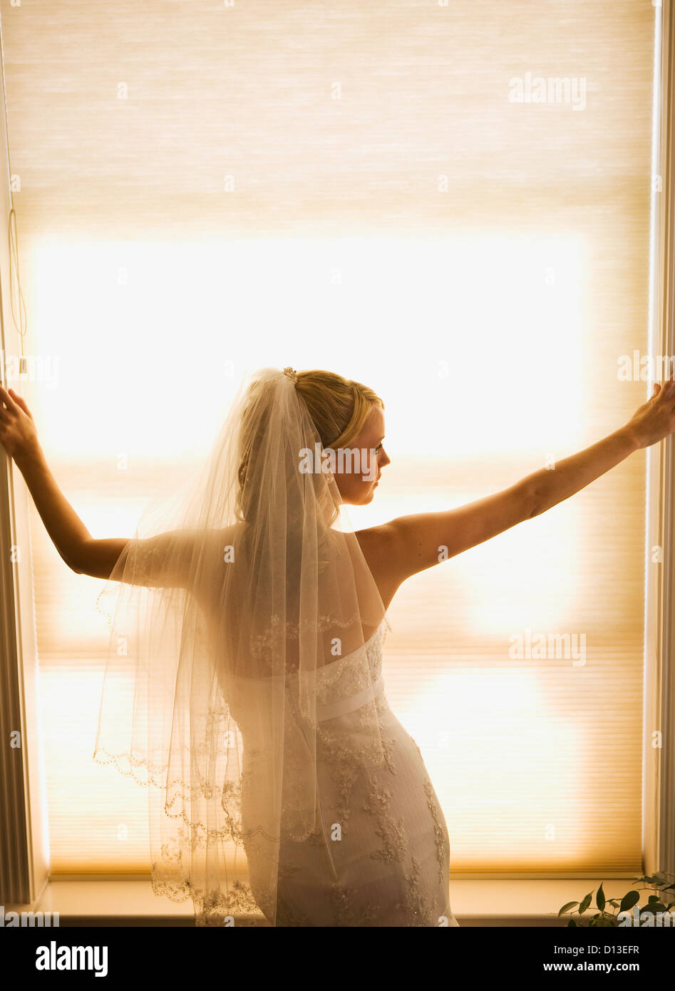 A Bride Pondering Her Big Day While Looking Out A Window; Pine Grove ...
