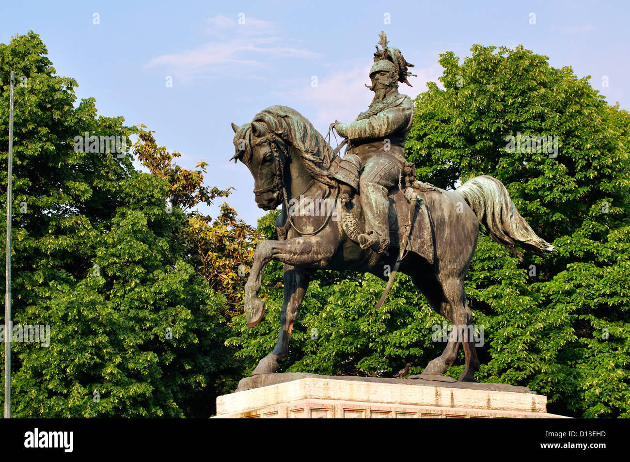 Italy, Veneto, Verona, Piazza Bra Square, Equestrian Statue, Vittorio ...