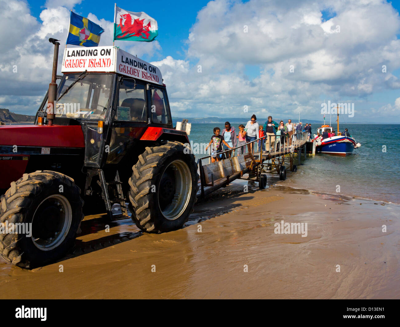 Tractor used to transport passengers to boat from Caldey Island to ...