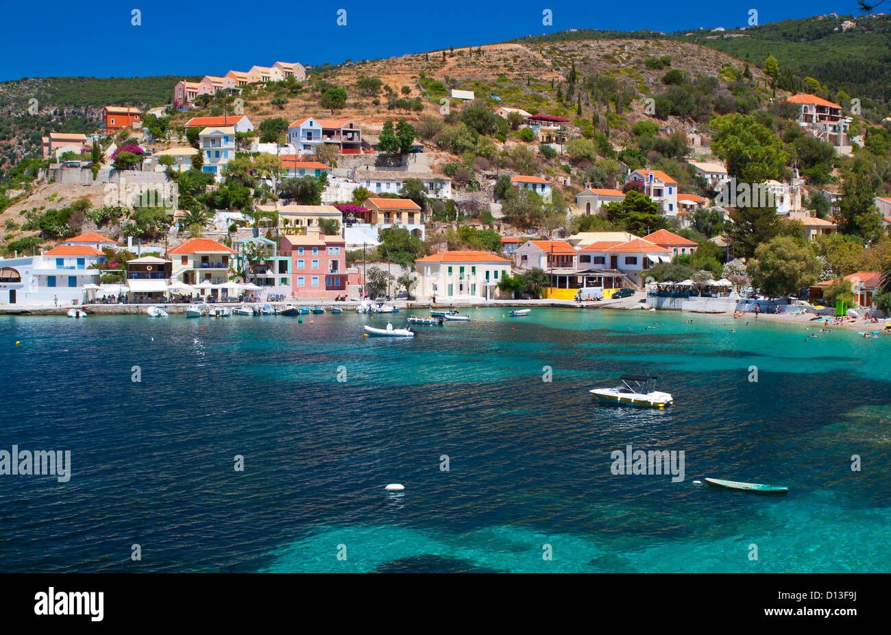 Traditional fishing village of Assos at Kefalonia island in Greece ...