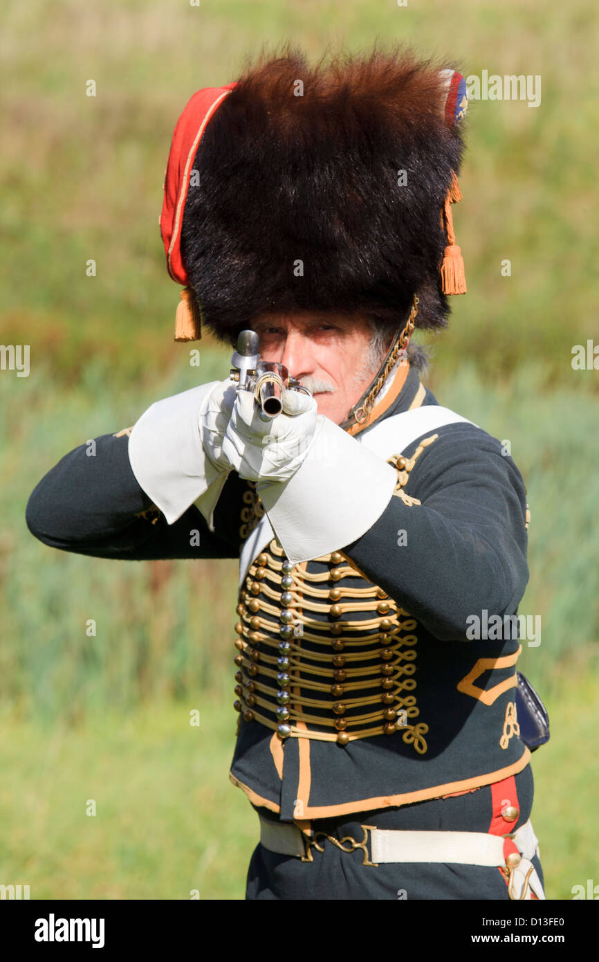 A Horse Chasseur of the Imperial Guard aiming his gun in Borodino ...