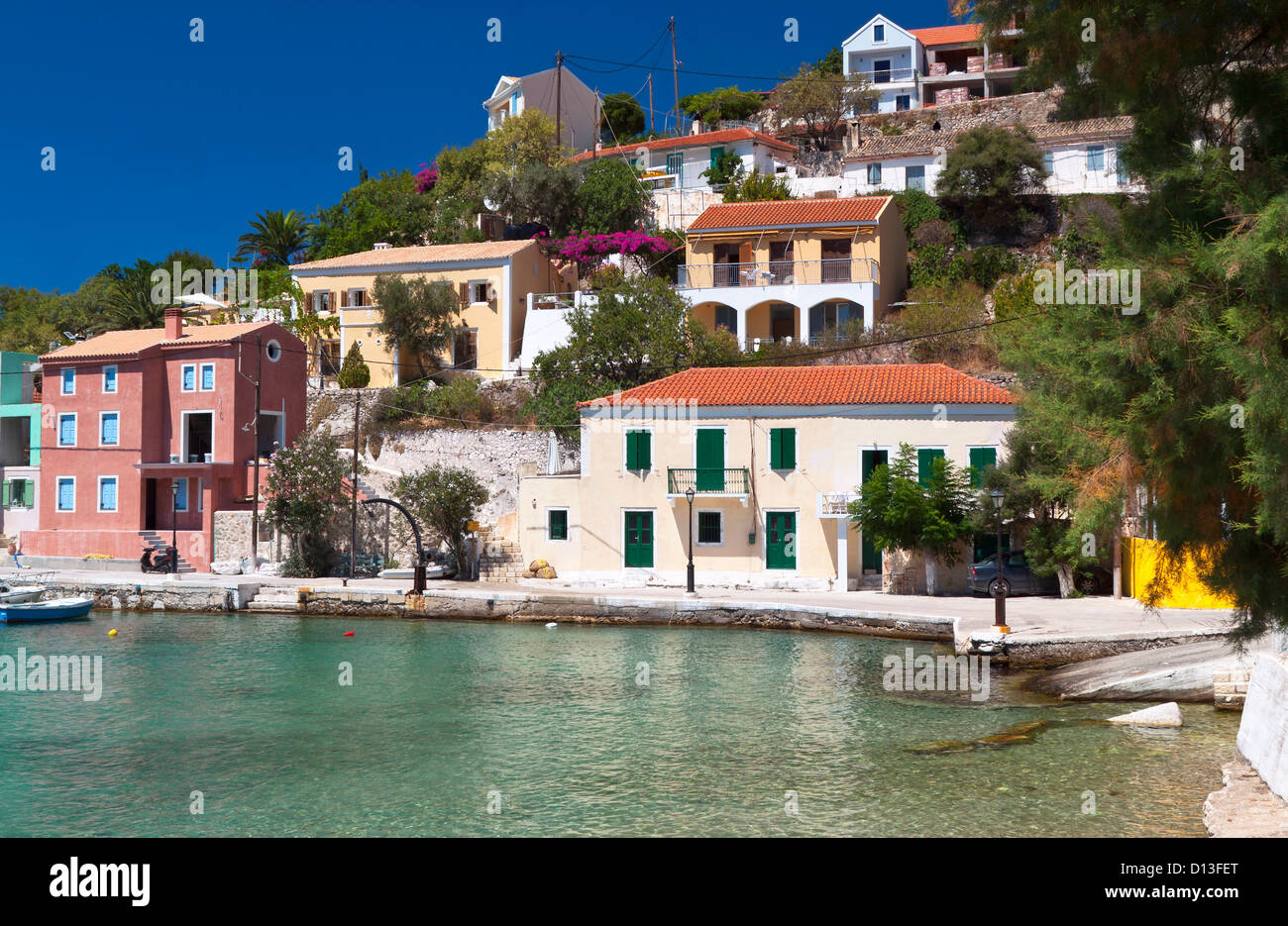 Traditional fishing village of Assos at Kefalonia island in Greece ...