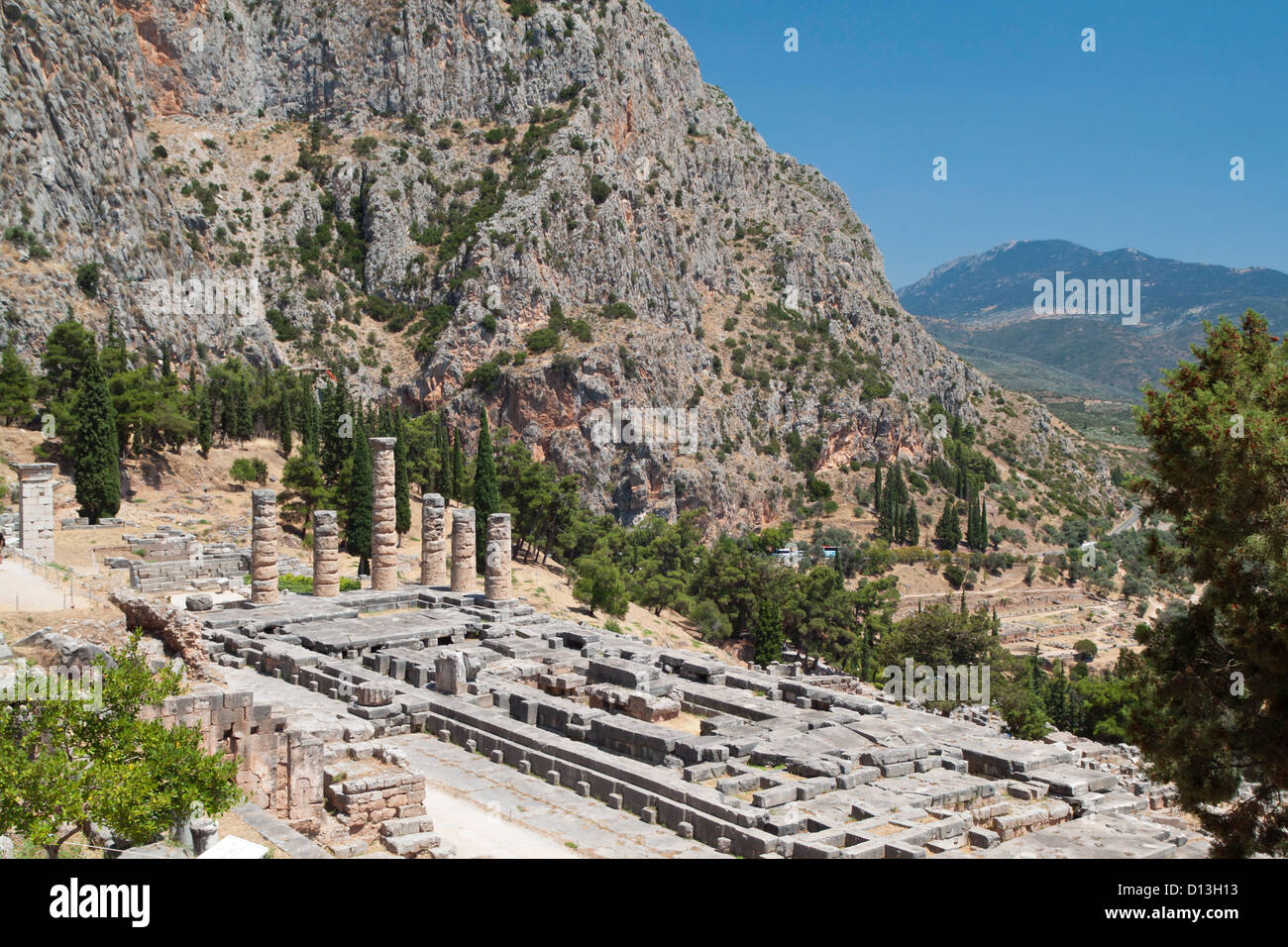Temple of Apollo at Delphi oracle archaeological site in Greece Stock ...