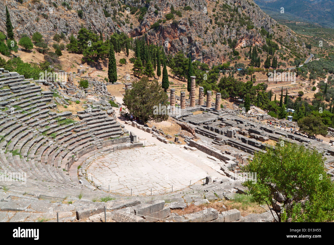 Temple of Apollo and the theater at Delphi oracle archaeological site ...