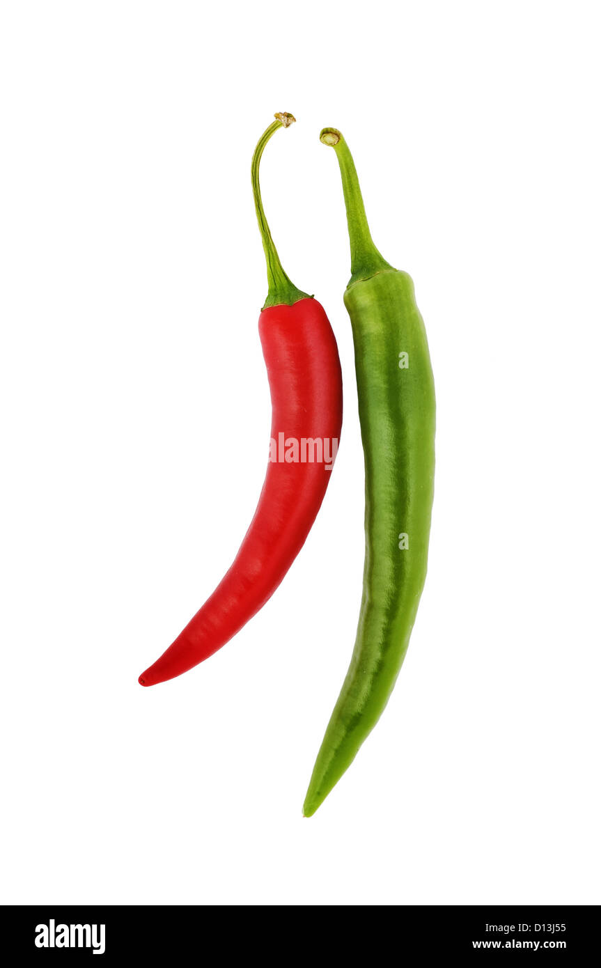 Red chili peppers green Cut Out Stock Images & Pictures - Alamy