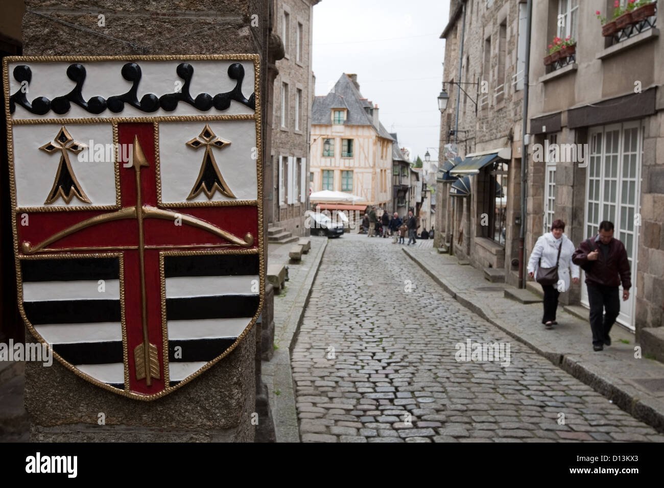 Coat-of-Arms, Street in Dinan, Brittany, France Stock Photo - Alamy