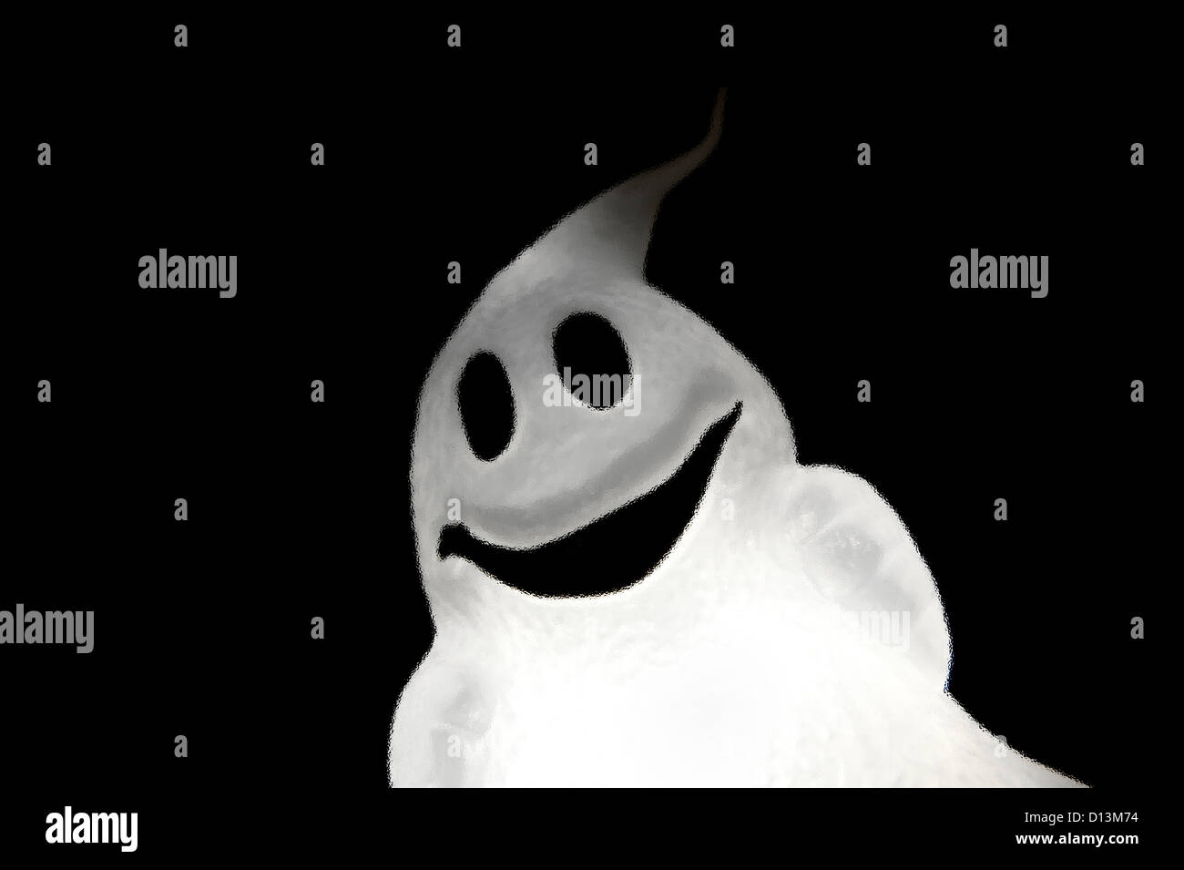 happy white ghost on a black background Stock Photo - Alamy