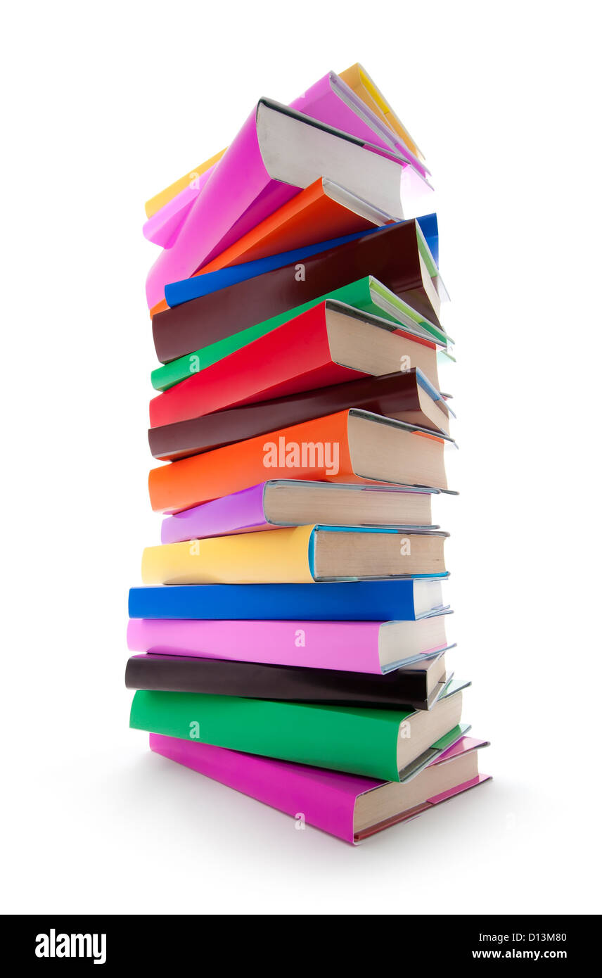 stack of color books on white background Stock Photo - Alamy