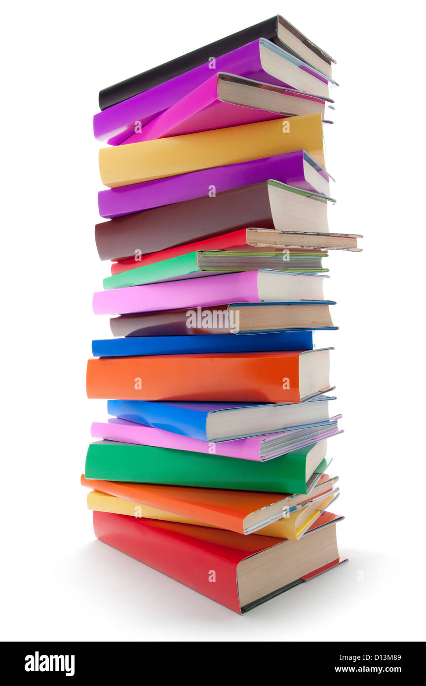 stack of color books on white background Stock Photo - Alamy