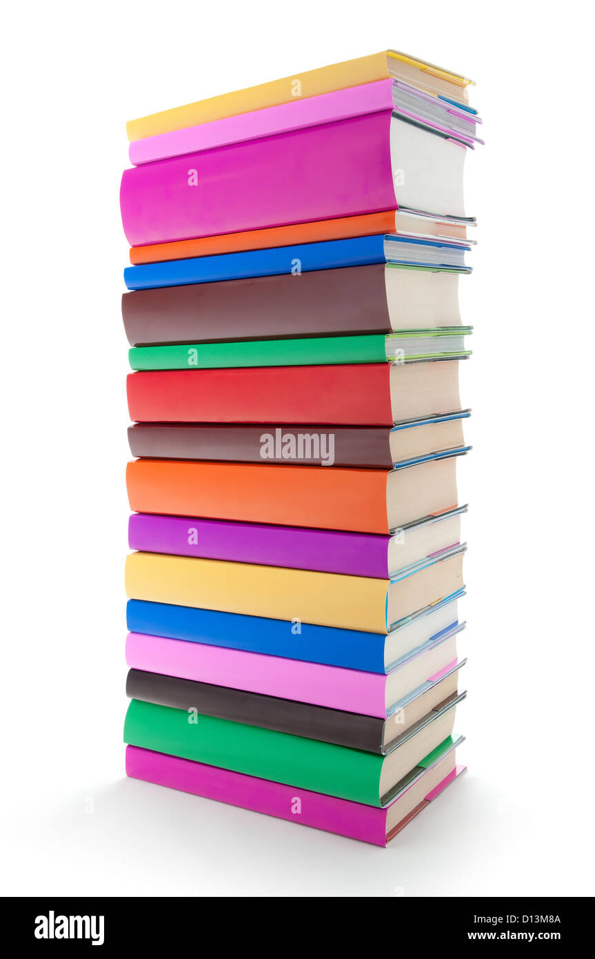 stack of color books on white background Stock Photo - Alamy