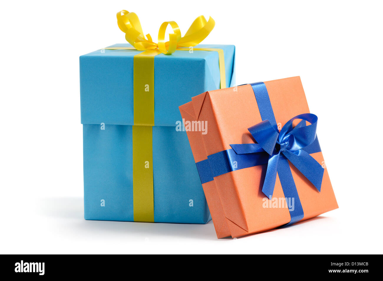 Gift boxes on yellow Cut Out Stock Images & Pictures - Alamy