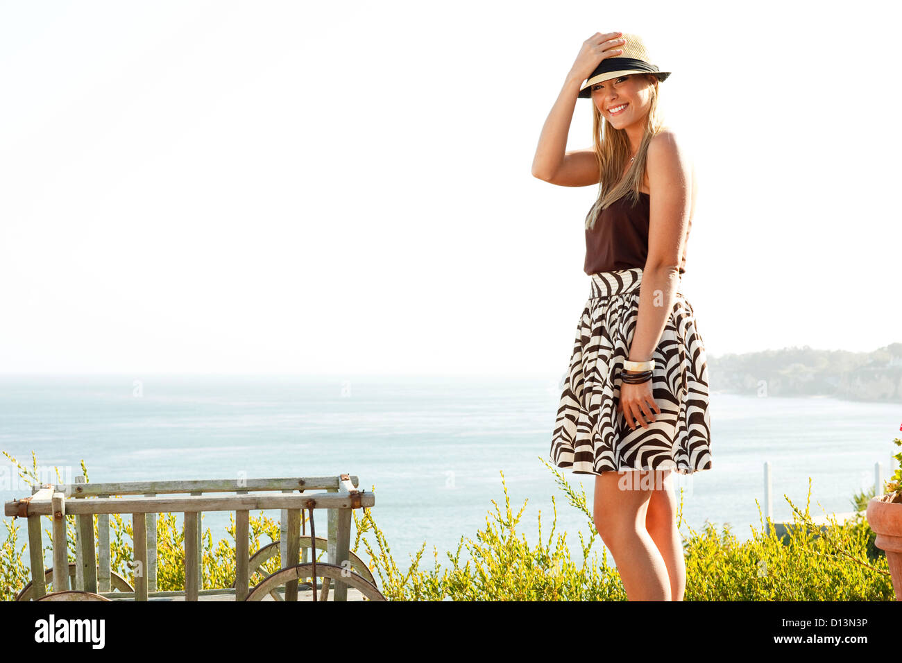 California, Malibu, Outdoor Portrait Of Beautiful Blond Woman Along ...