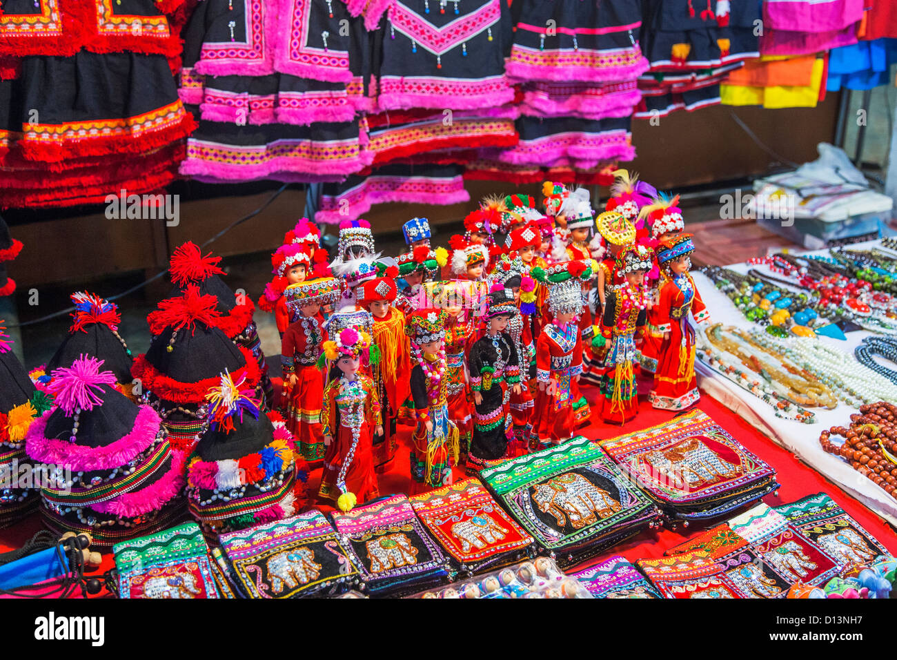 Stall at night market in Chiang Rai, northern Thailand, with colourful ...