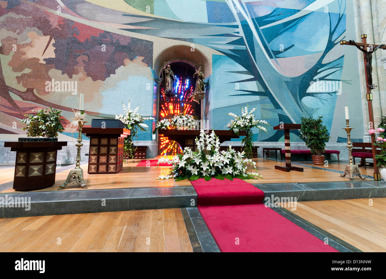 The interior of the Sanctuary Urkiola church in the Basque Country in ...