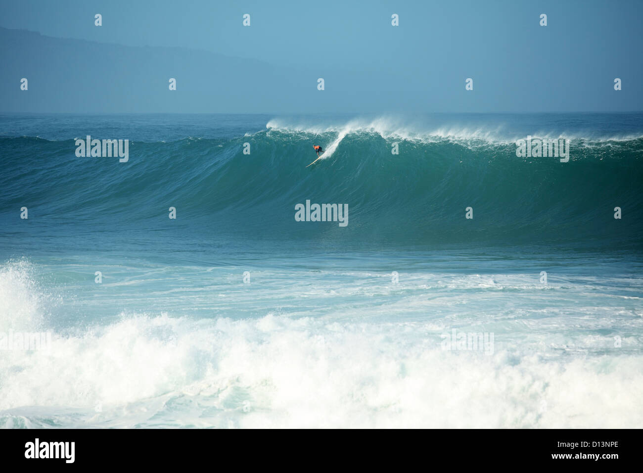 Hawaii, Oahu, North Shore, Waimea Bay, Surfer Appears Tiny When ...