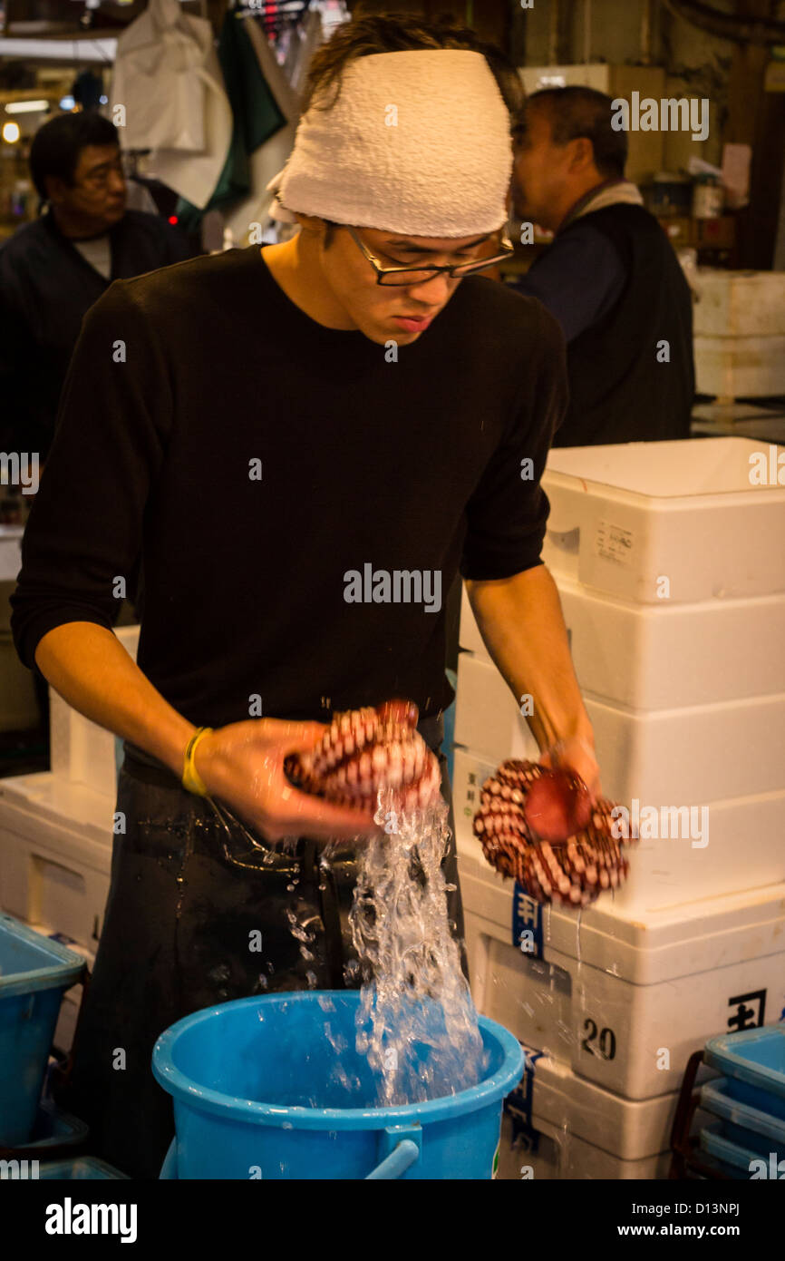 Tsukiji fish market tokyo fishmonger hi-res stock photography and ...