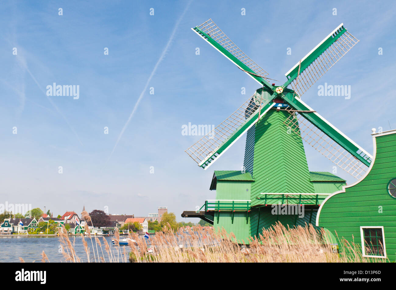Traditional Old Windmill in Zaanse Schans, Netherlands Stock Photo - Alamy