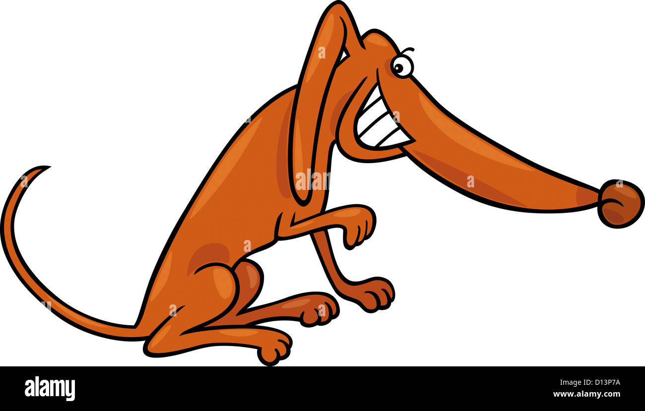 Cartoon Illustration of Funny Smiling Mongrel Dog Stock Photo - Alamy