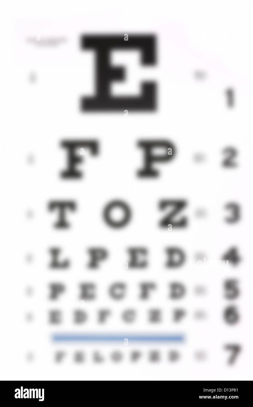 Close up of defocused eye chart, studio shot Stock Photo - Alamy