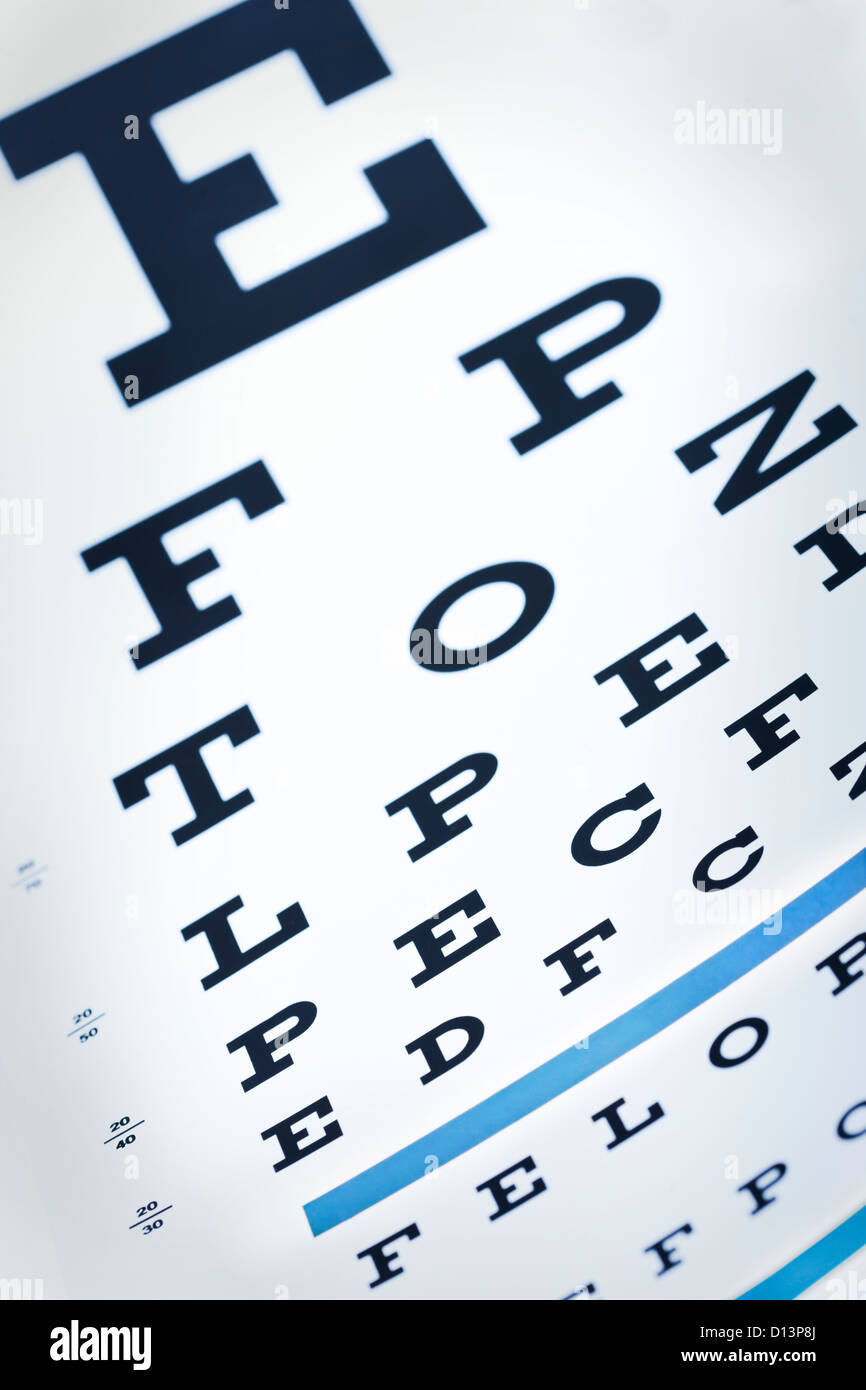 Close up of eye chart, studio shot Stock Photo - Alamy