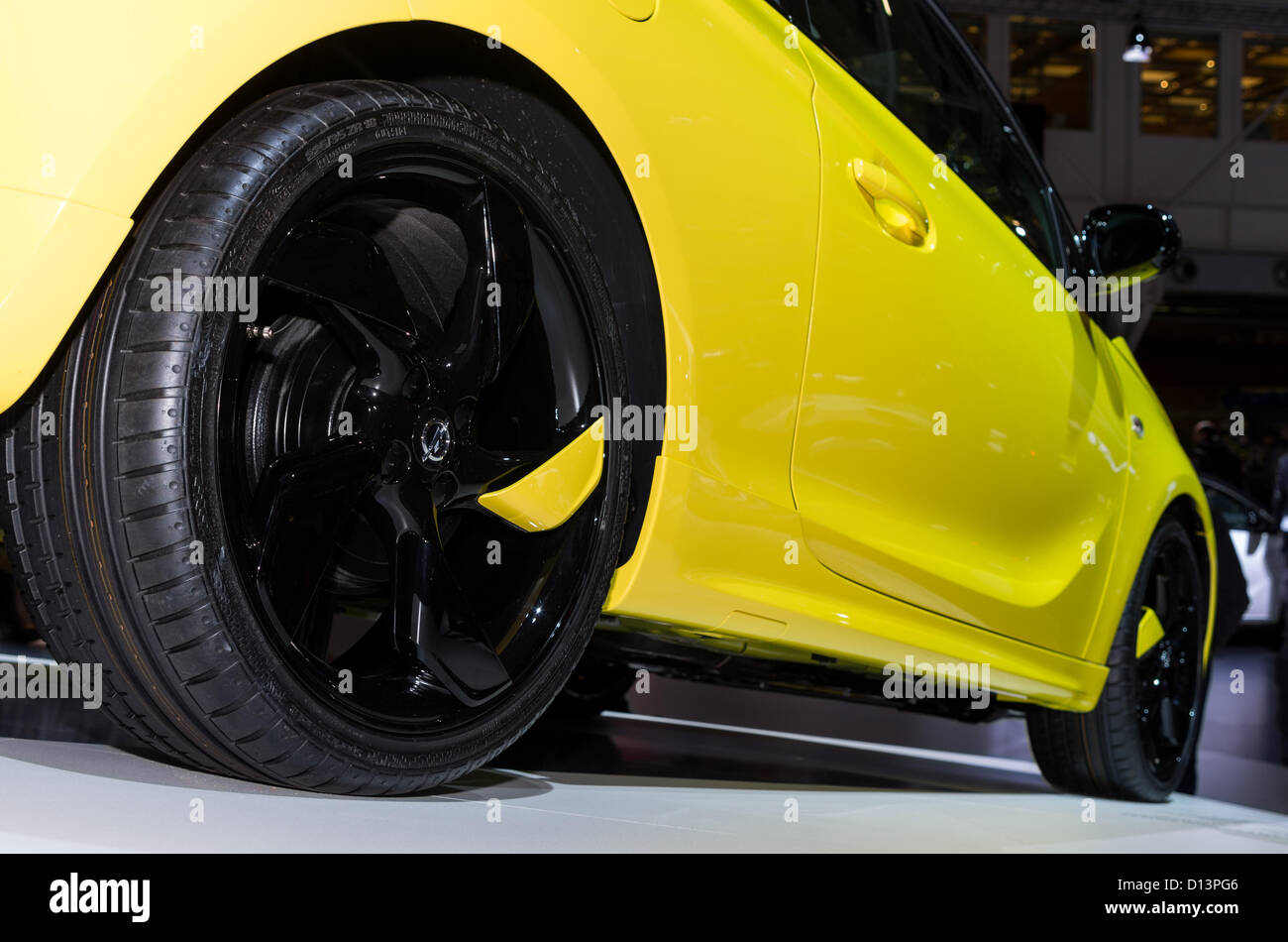 BOLOGNA,ITALY-DEC.6: yellow car displayed at the motor show of Bologna ...