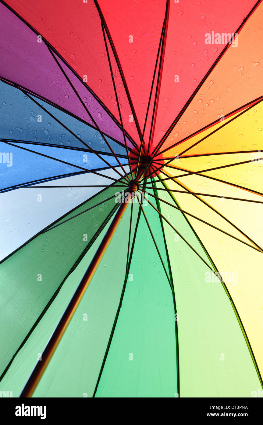 Under an color umbrella with rain drops Stock Photo - Alamy
