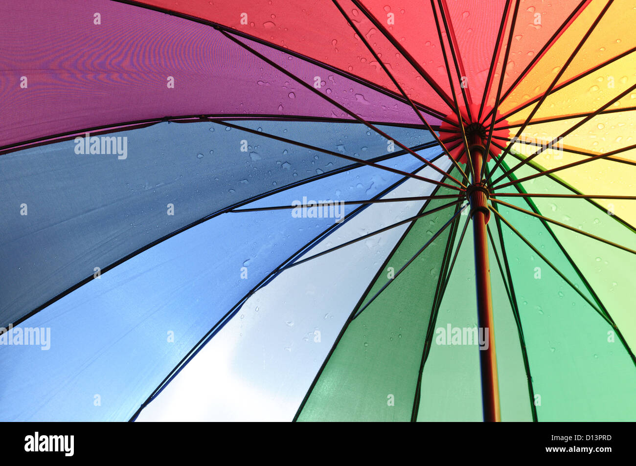 Under an color umbrella with rain drops Stock Photo - Alamy