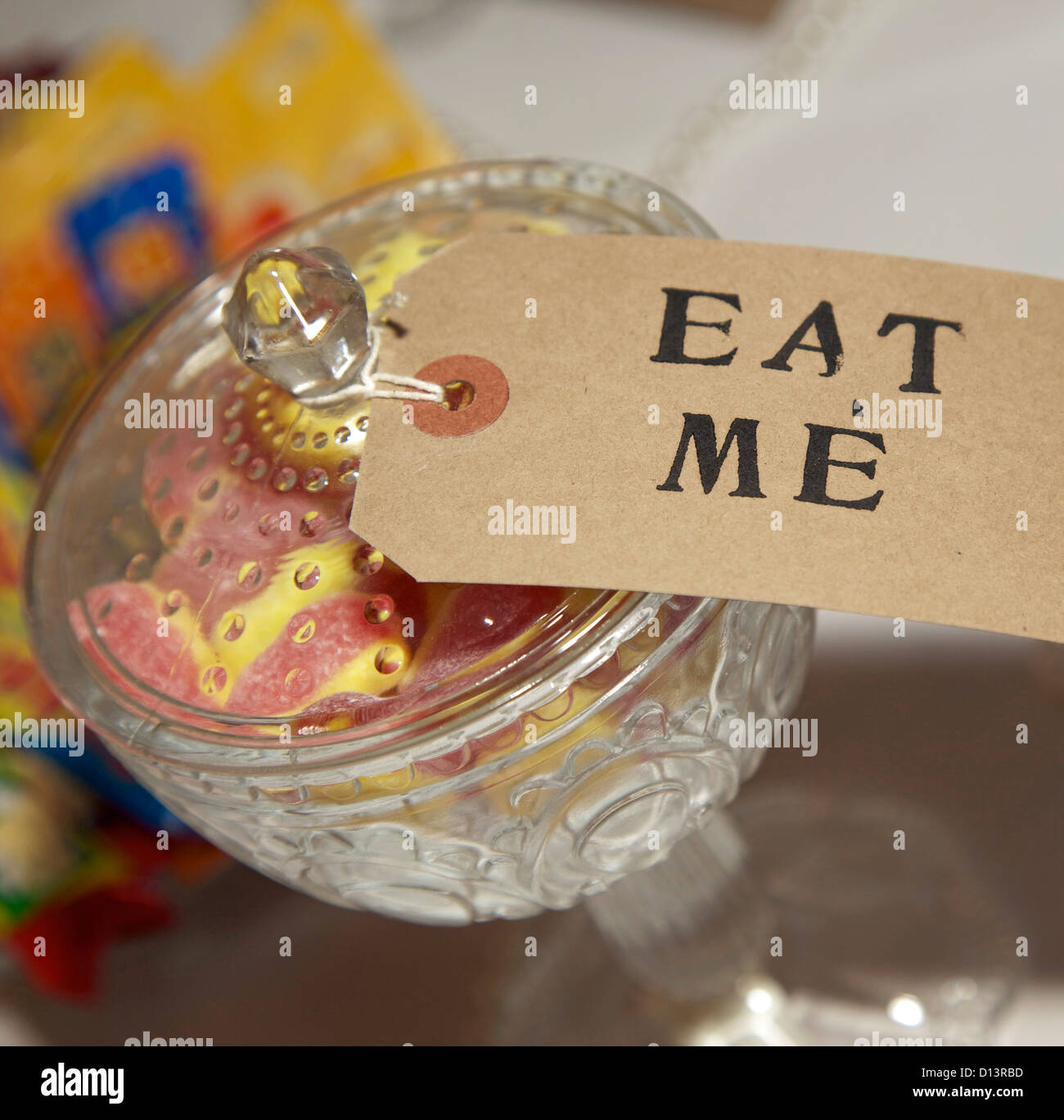 Eat me jar of sweets Stock Photo - Alamy