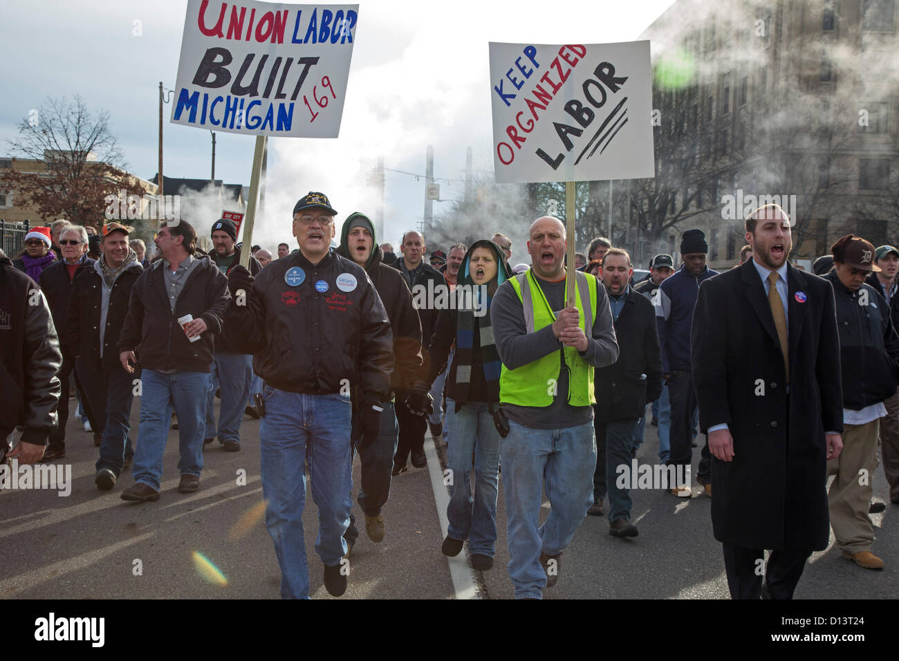 Lansing, Michigan - Union members rallied at the state capitol to ...