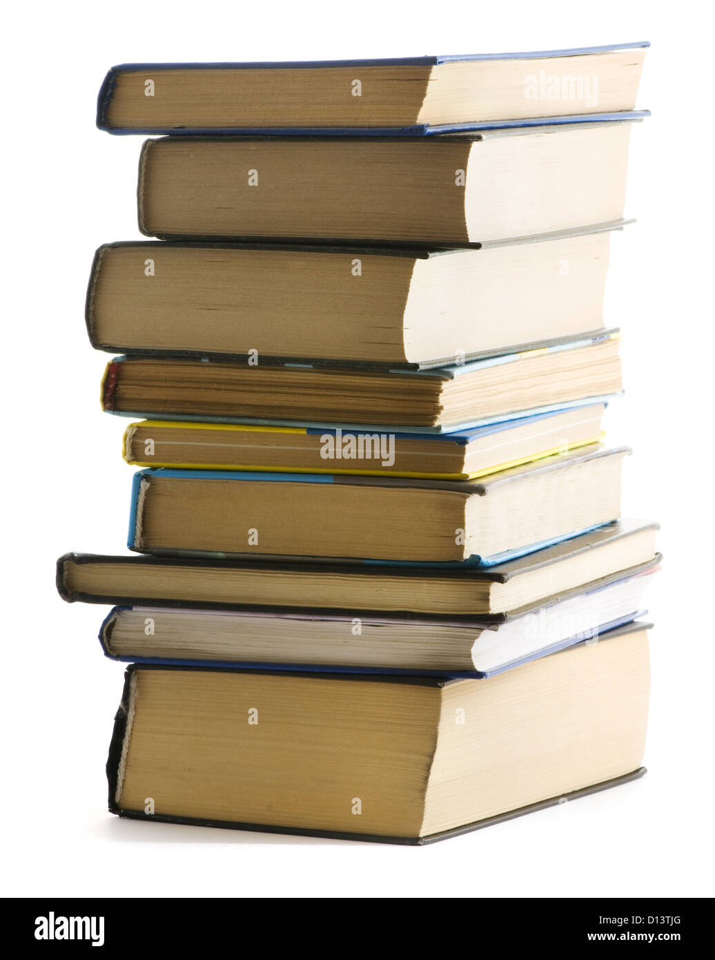 stack of old books on white background Stock Photo - Alamy
