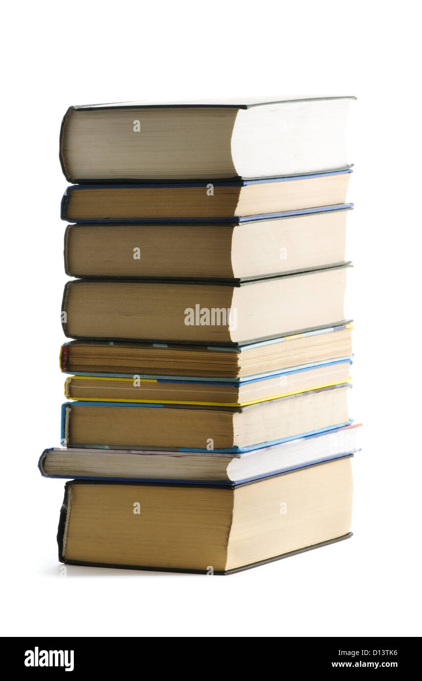 stack of old books on white background Stock Photo - Alamy