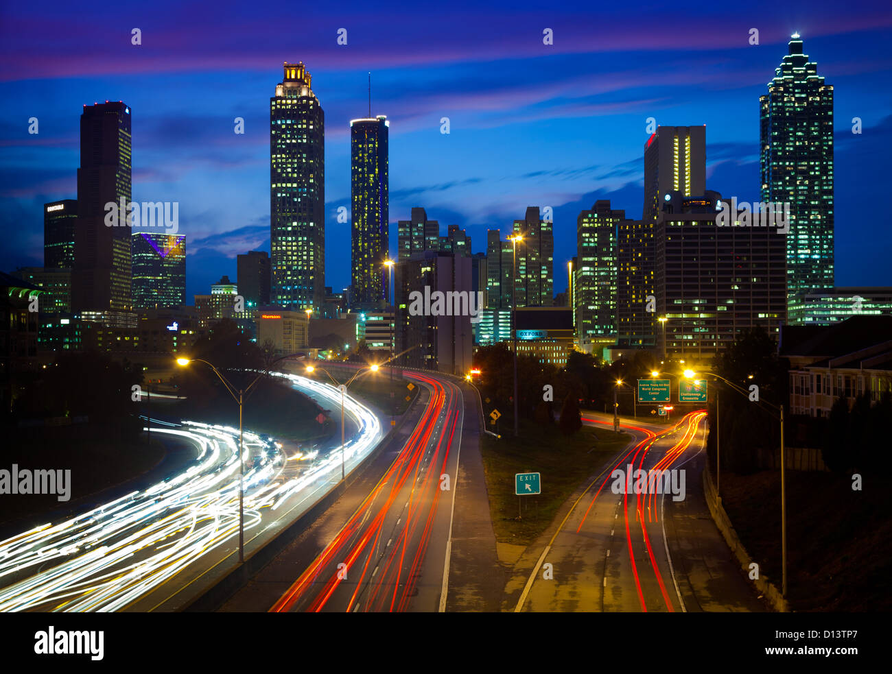 Atlanta downtown by night Stock Photo - Alamy