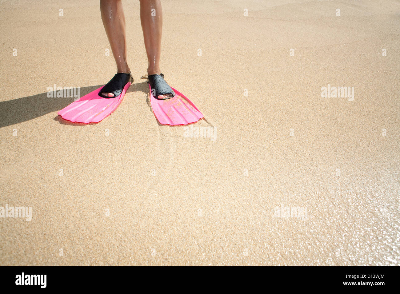 Woman on beach flippers snorkel hi-res stock photography and images - Alamy