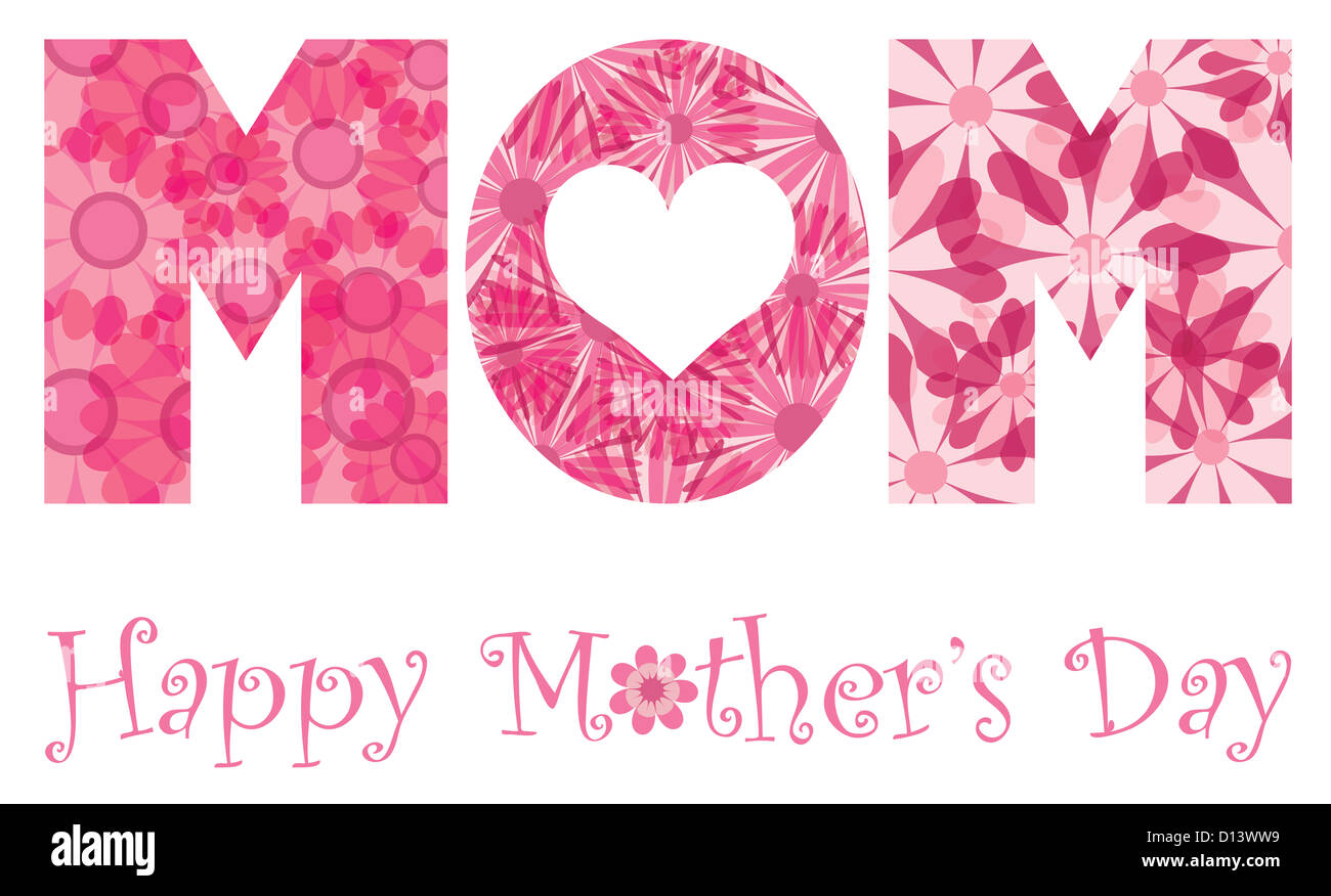 Happy Mothers Day with MOM Alphabet Letters Outline in Floral Patterns ...