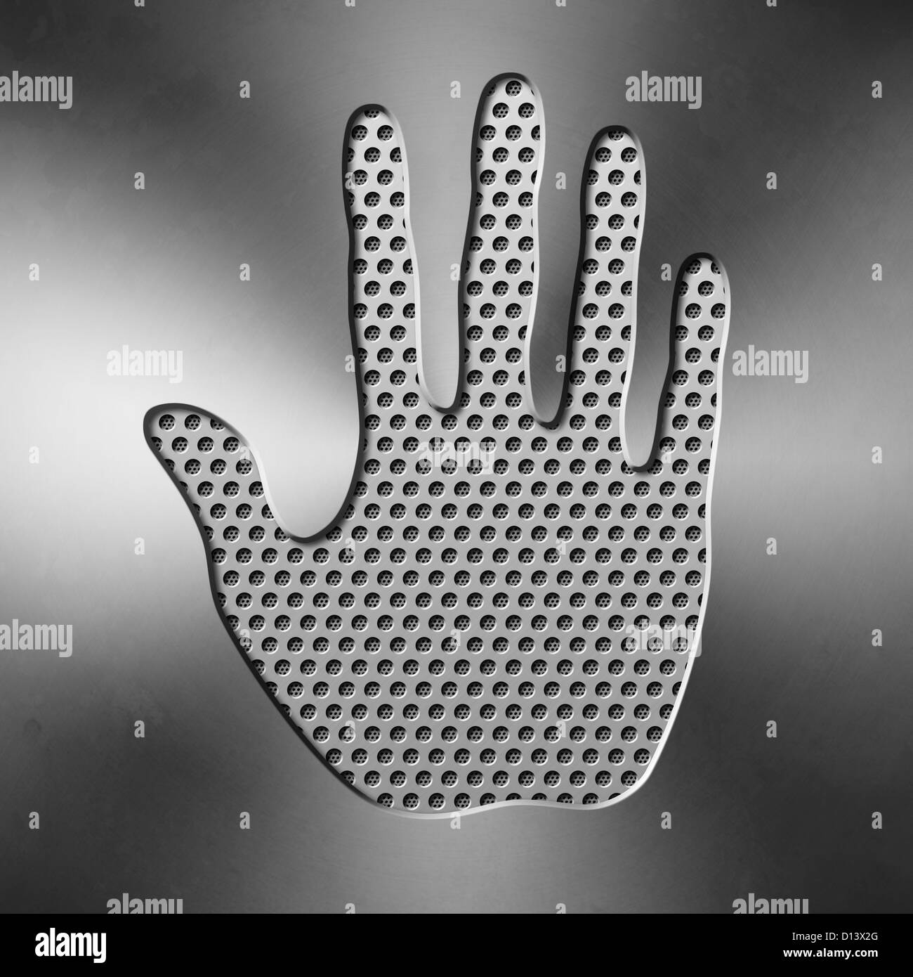 metal hand print on background Stock Photo - Alamy