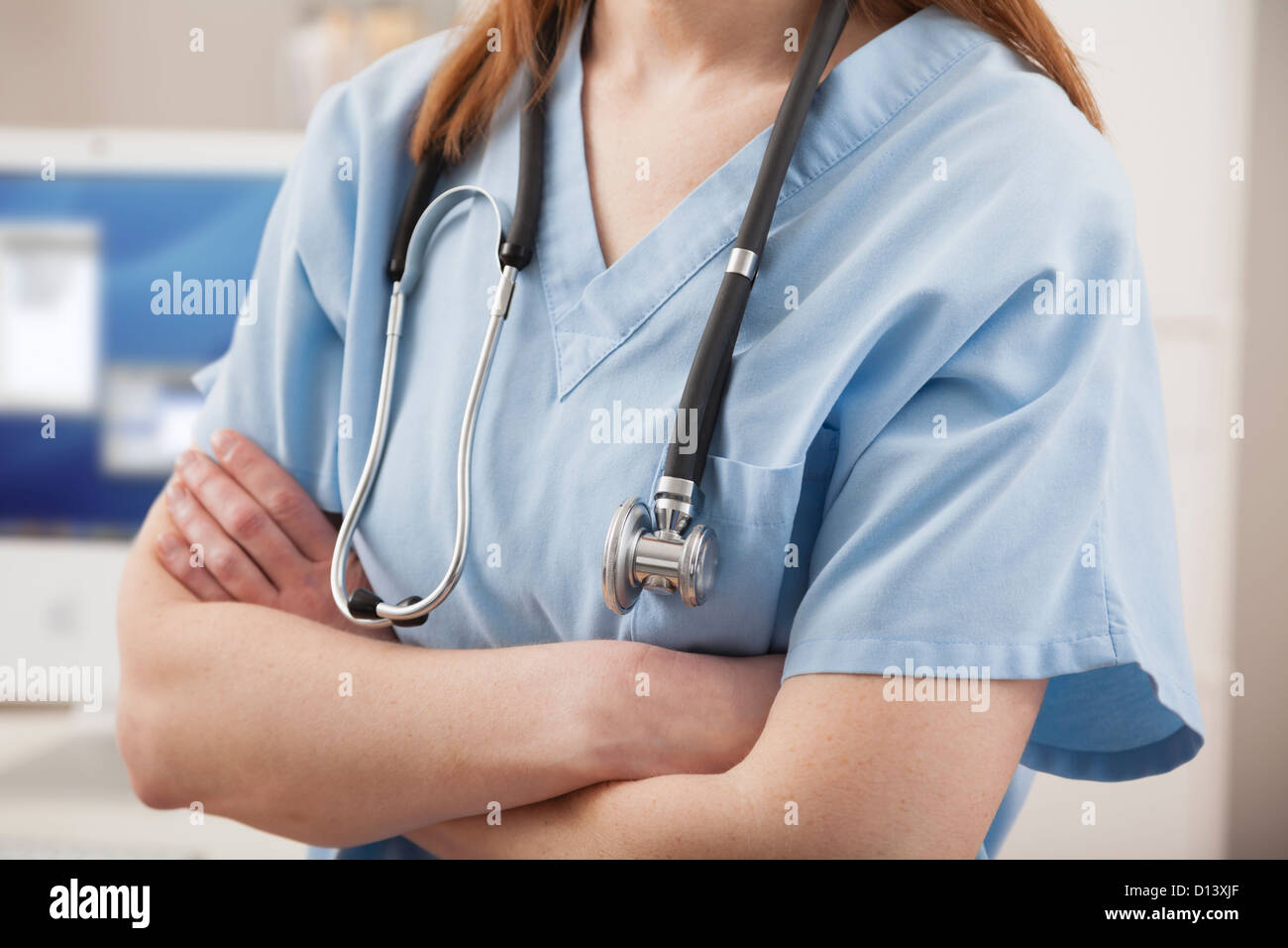 Female nurse with stethoscope Stock Photo - Alamy