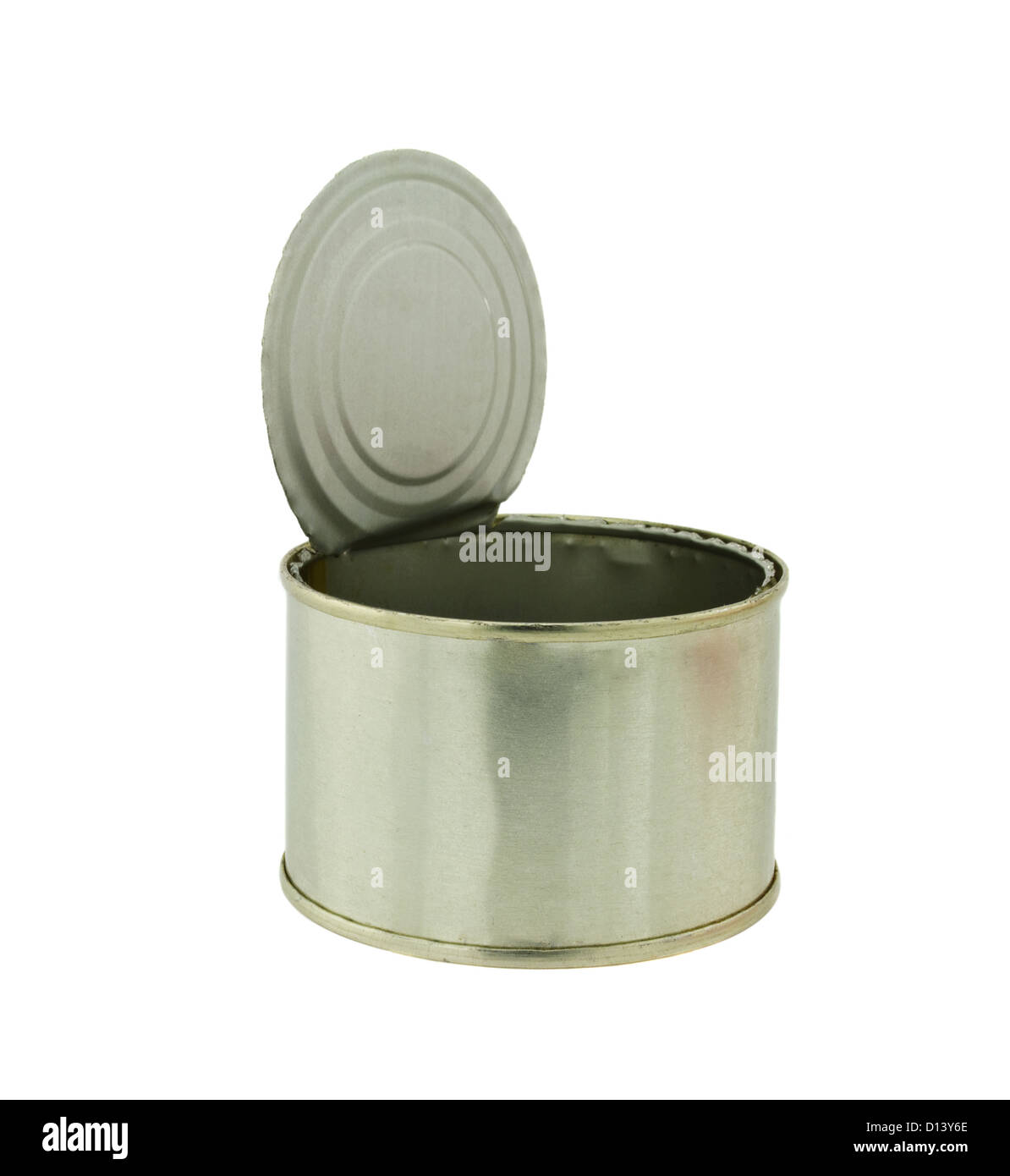 empty tin can on white background Stock Photo - Alamy