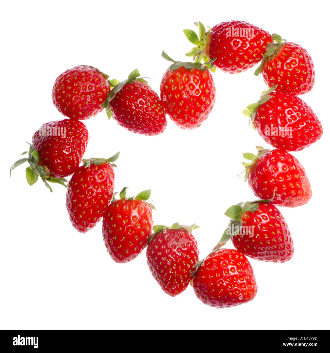 red strawberry heart shape frame isolated on white Stock Photo - Alamy