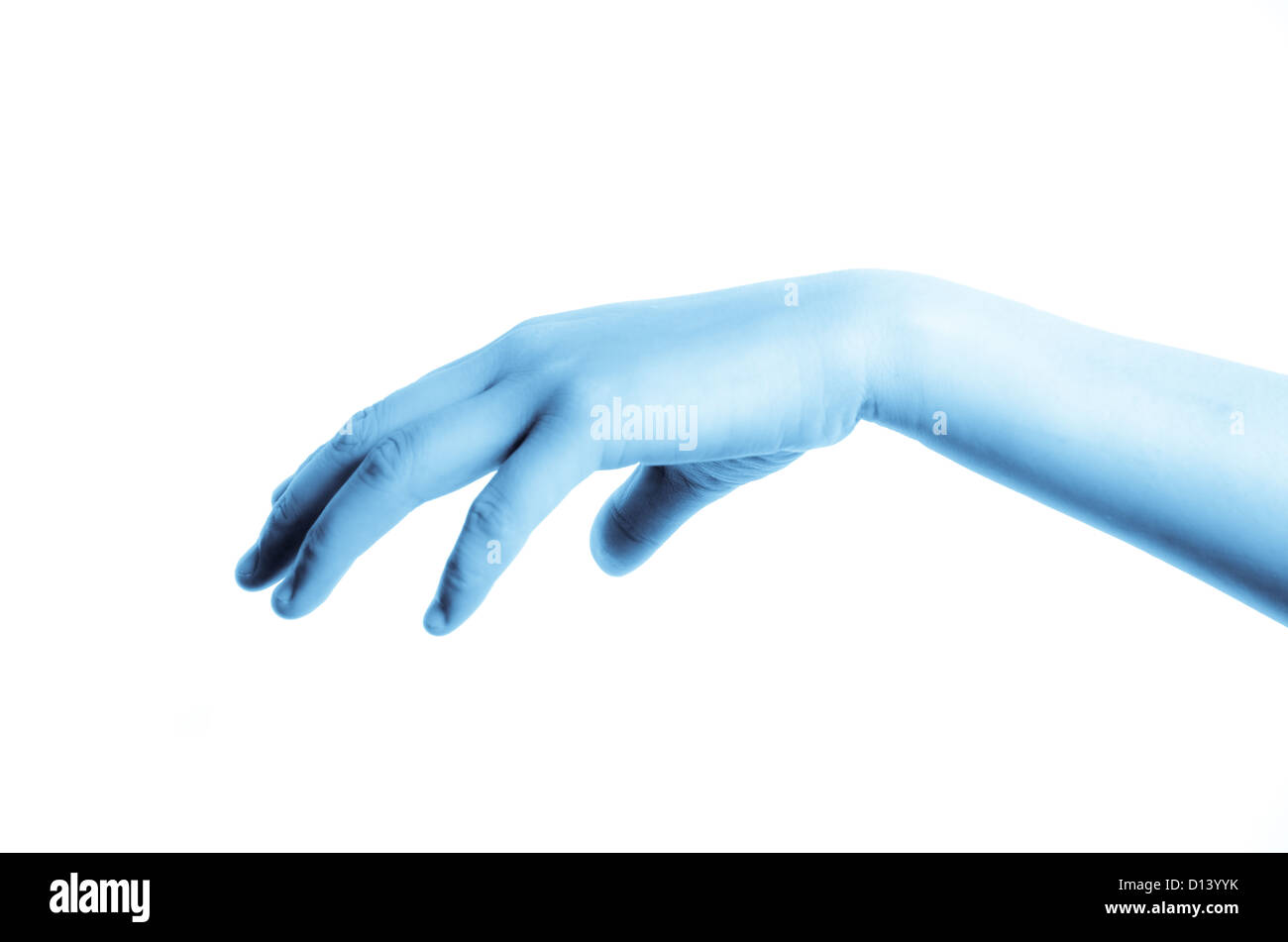 female hand drop or grab round object, isolated on white background ...