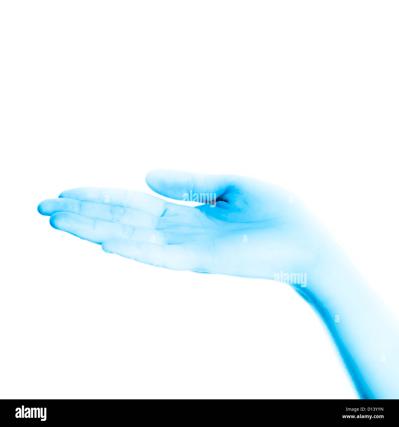 blue asbtract open hand isolated on white background Stock Photo - Alamy