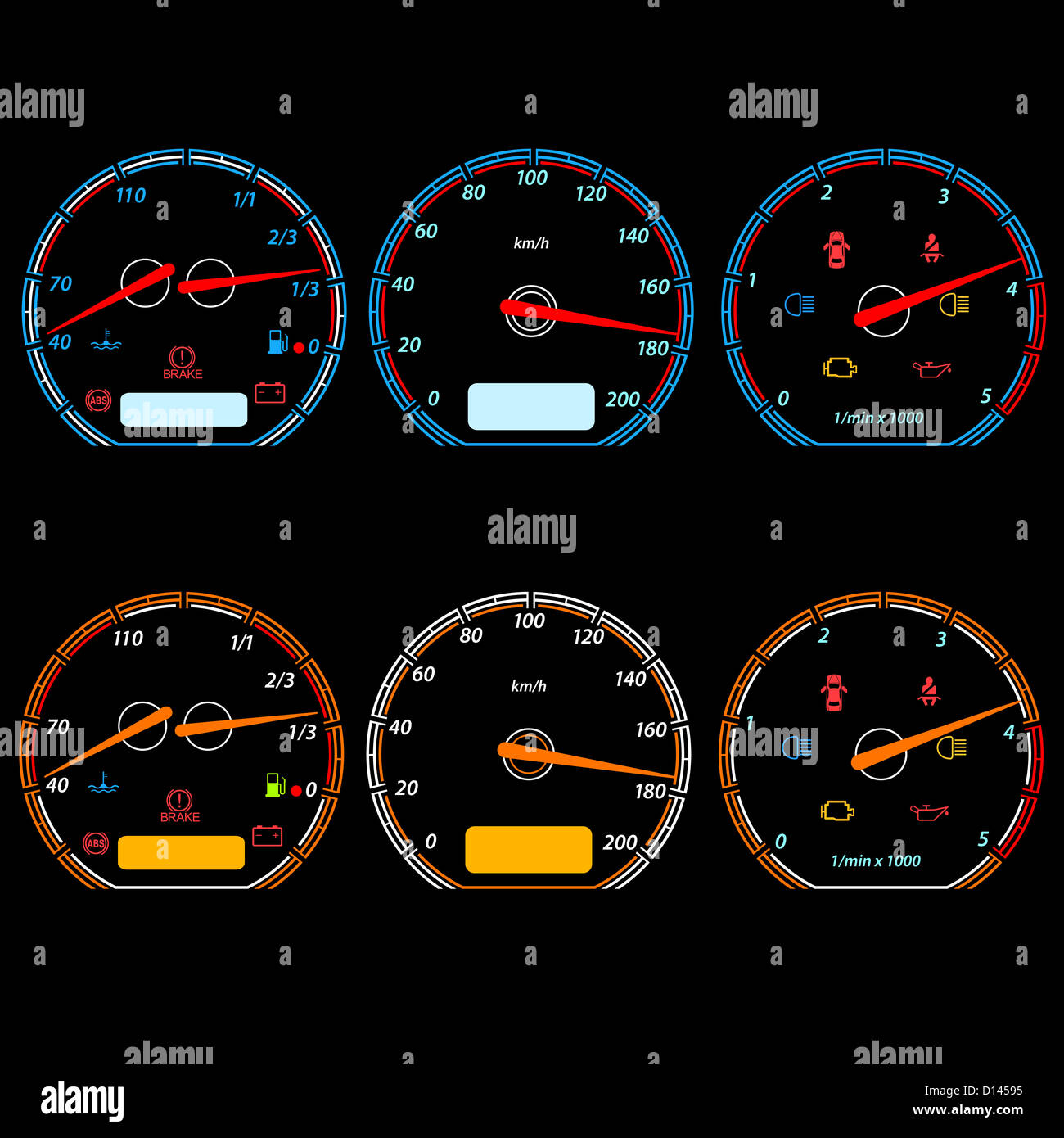 Set of car speedometers for racing design Stock Photo - Alamy