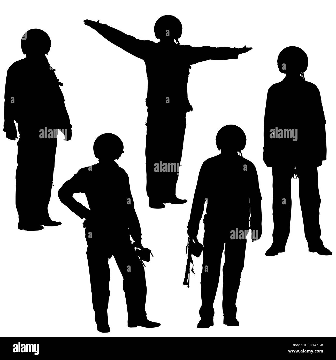 Vector illustration of military pilot silhouette. Isolated on white ...