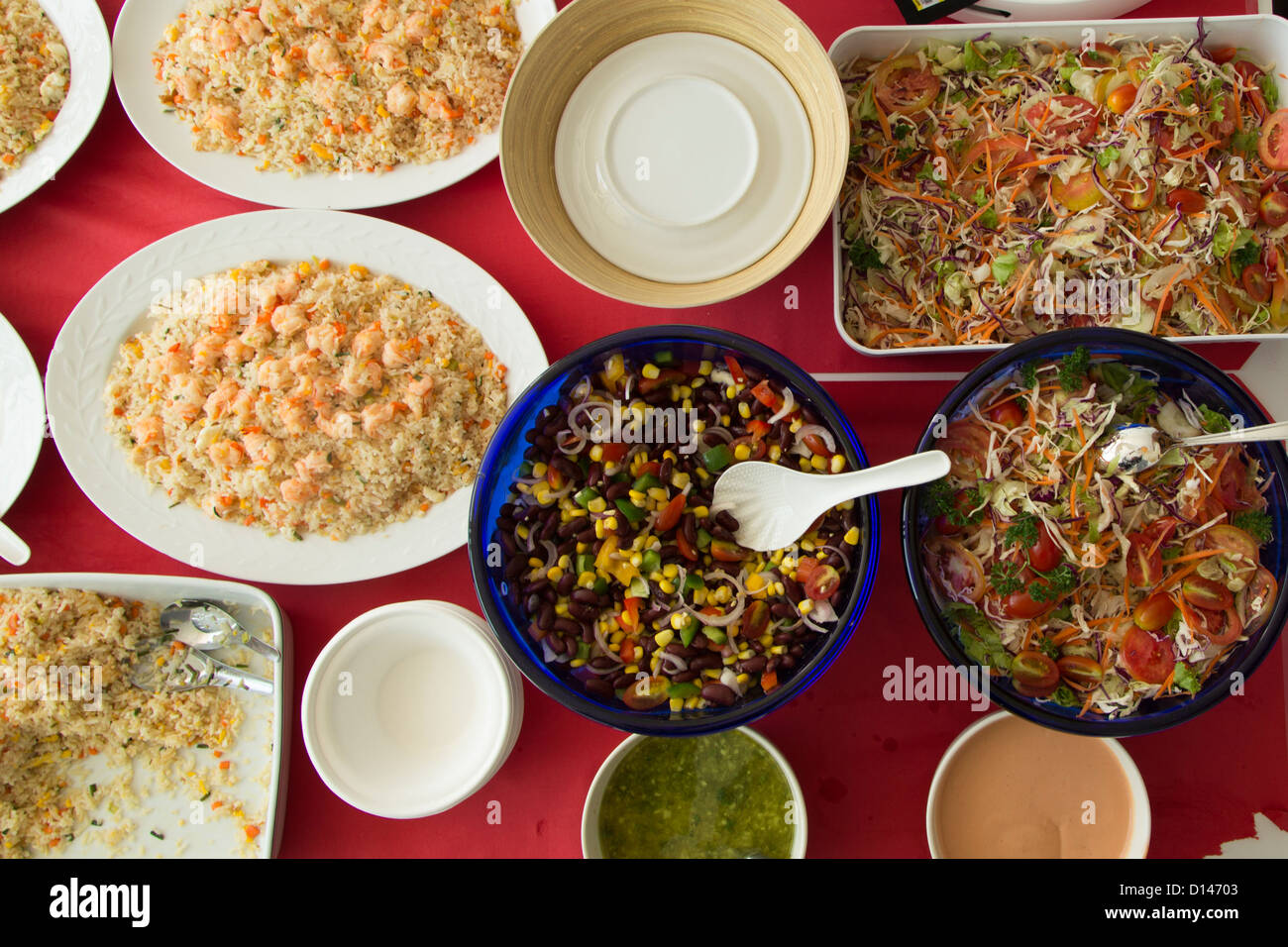 A buffet of Thai food and western style salads Stock Photo - Alamy