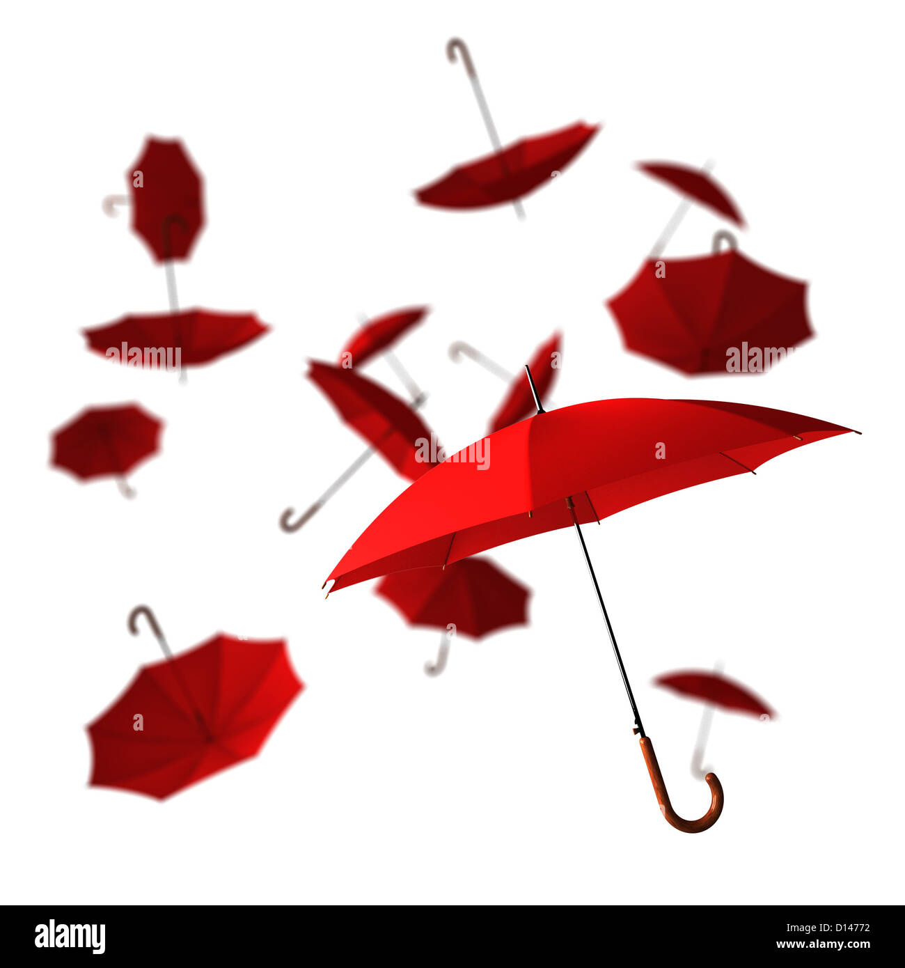 open classic red umbrella stick Stock Photo - Alamy